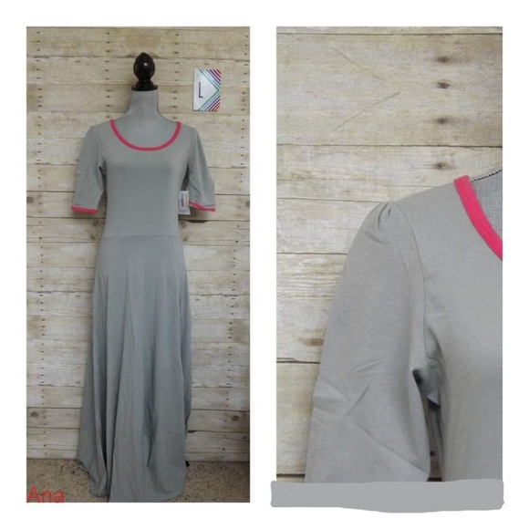 LuLaRoe | Dresses | Lularoe Ana Dress Large Grey And Pink | Poshmark